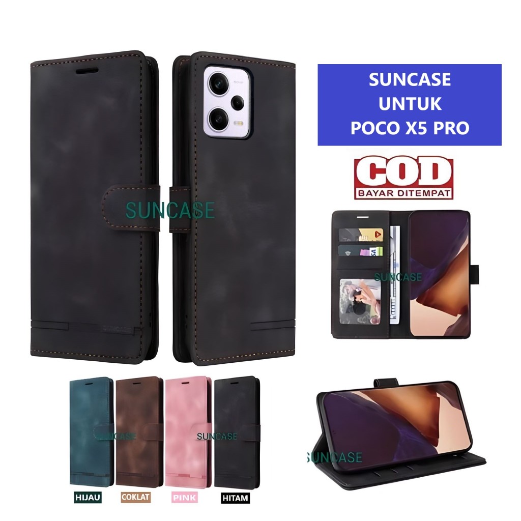 Jual Casing POCO X5 PRO model flip buka tutup case kulit ada tempat ...
