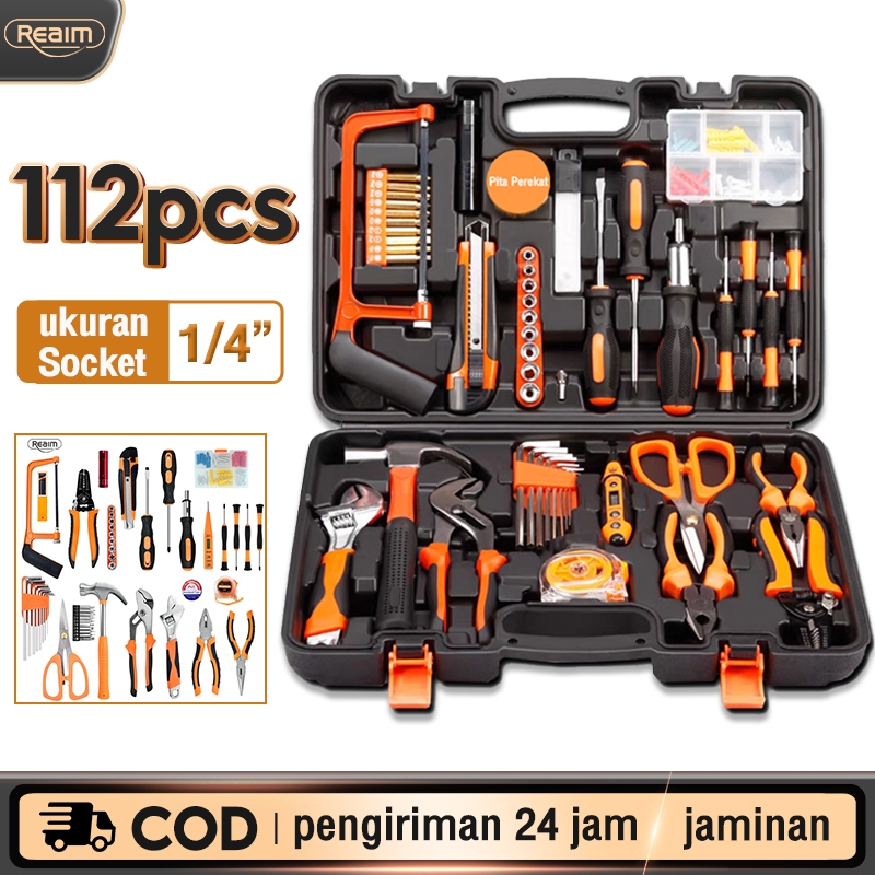 Jual REAIM Hand Toolset 112PCS Tool Kit Alat Rumah Tangga Tool Kit Set Toolkit Toolbox | Shopee ...