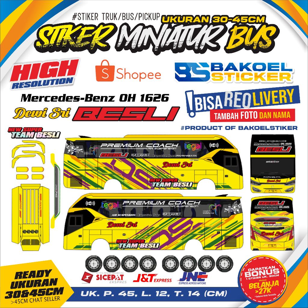 Jual Stiker Miniatur Bus Dewi Sri BESLI SR2 Laksana uk. 30-45cm ...