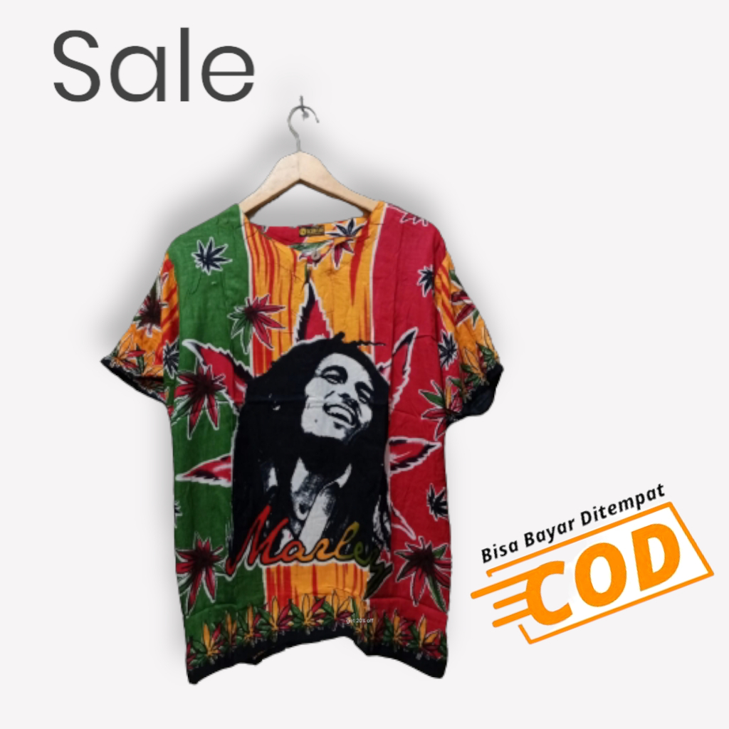 Jual Baju pantai motif bob marley ketawa/ baju pria wanita/ baju santai ...