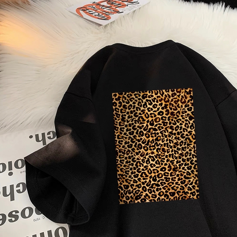Jual A0130 Forteid Kaos Hitam Pria Vintage Leopard Print T-Shirt| Baju ...