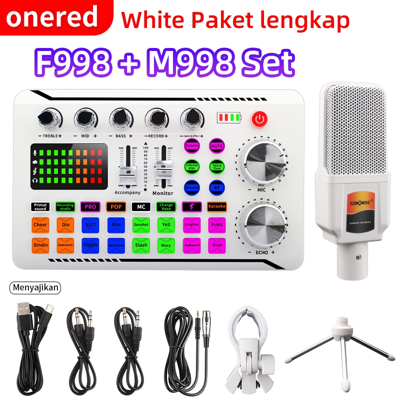 Jual Onered【COD】White Paket Lengkap F998 + M998/SF666 Sound Card Mic ...