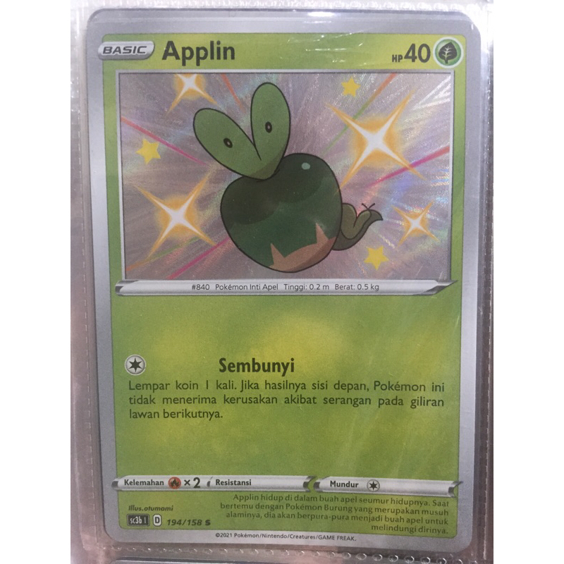 Jual KARTU POKEMON BABY SHINY APPLIN S INDONESIA HOLO | Shopee Indonesia