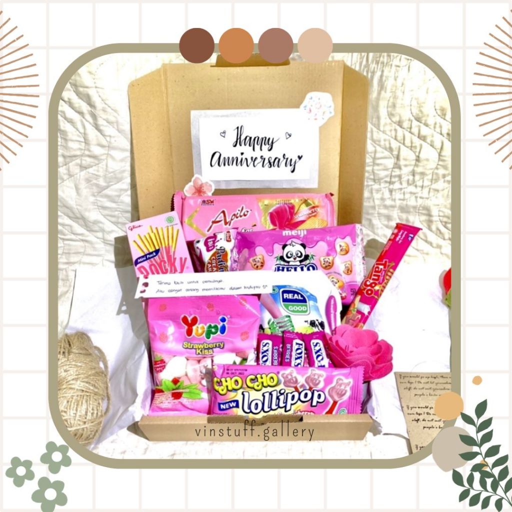 Jual SNACK BOX / GIFT BOX MERAH MUDA PINK KADO ULANG TAHUN / WISUDA ...