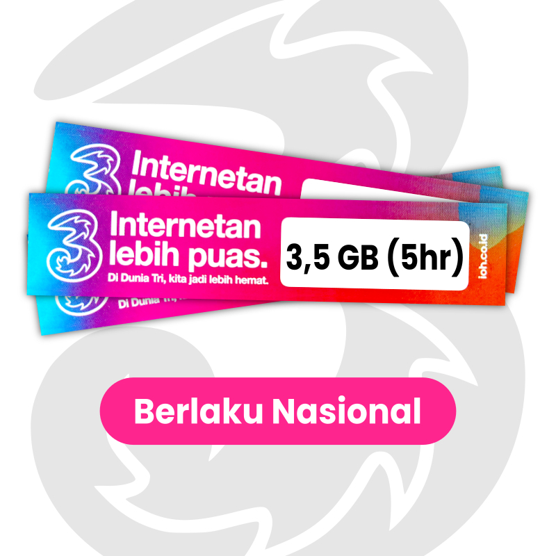 Jual Voucher TRI 3,5 GB (5 hari) Nasional - Voucher Three | Shopee Indonesia