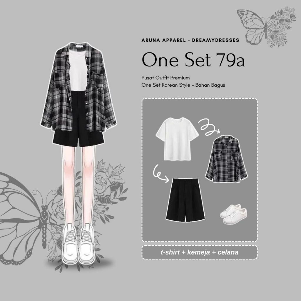 Jual One Set 79 - OOTD Setelan 3in1 (kemeja+inner+celana) Korean Style ...