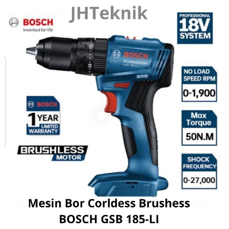 Jual JHTeknik Mesin Bor Cordless Baterai 18V BRUSHLESS BOSCH GSB 185-LI ASLI ORIGINAL 100% ...