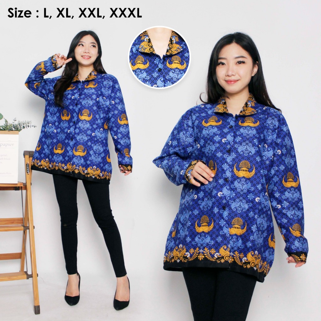 Jual BATIK KORPRI 2023 CEWEK / WANITA JUMBO SIZE TERBARU / SERAGAM KORPRI PNS / KEMEJA BATIK ...