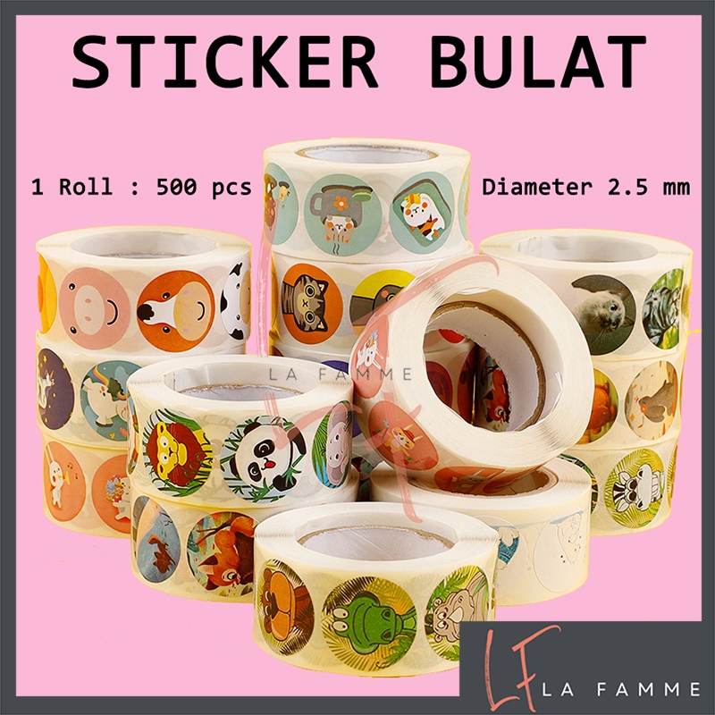 Jual Sticker Roll Tempat Makan Karakter Lucu 500 pcs 2.5 cm Stiker ...
