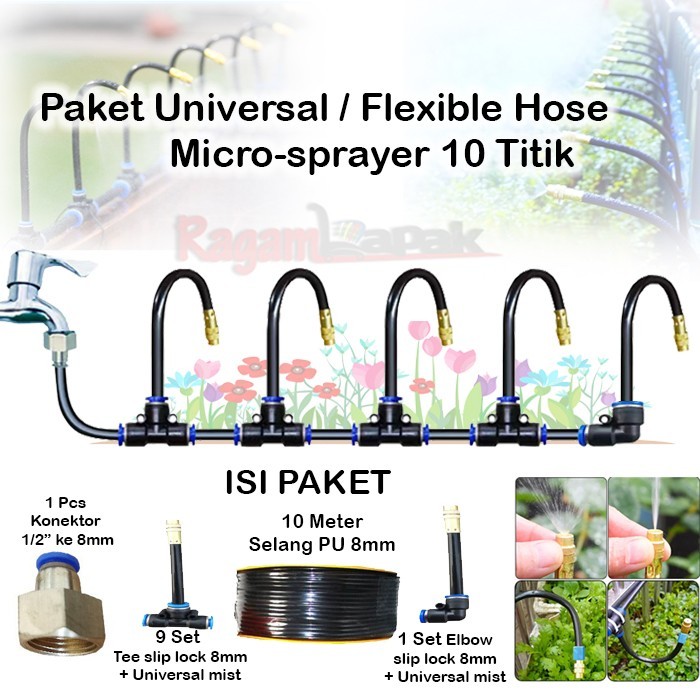 Jual PAKET Universal / Flexible Micro Sprayer / Mist sprayer 10 Titik ...