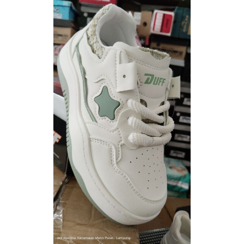 Jual sepatu duff cewek putih kombinasi hijau 36-40 | Shopee Indonesia
