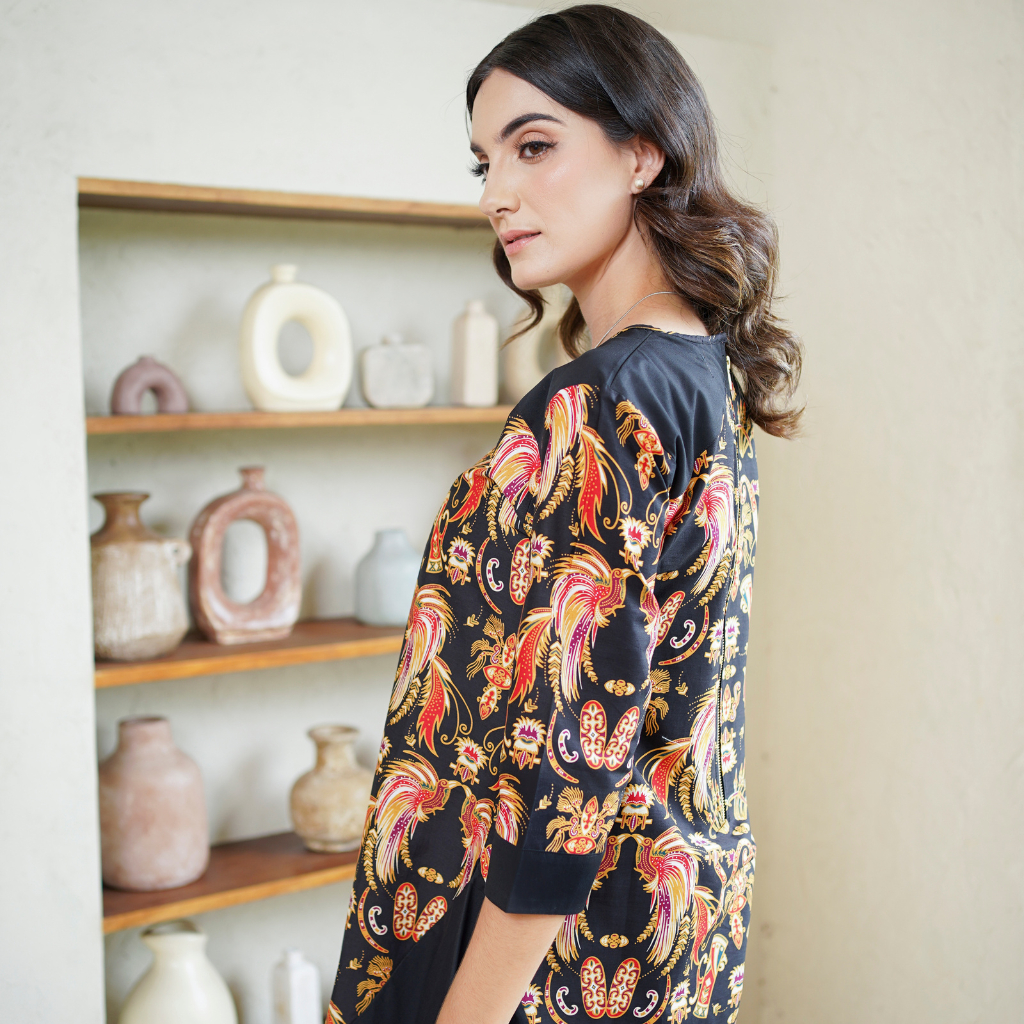 Jual Pangestu Batik Dress Qaaley Motif Perisai Cendrawasih | Shopee ...