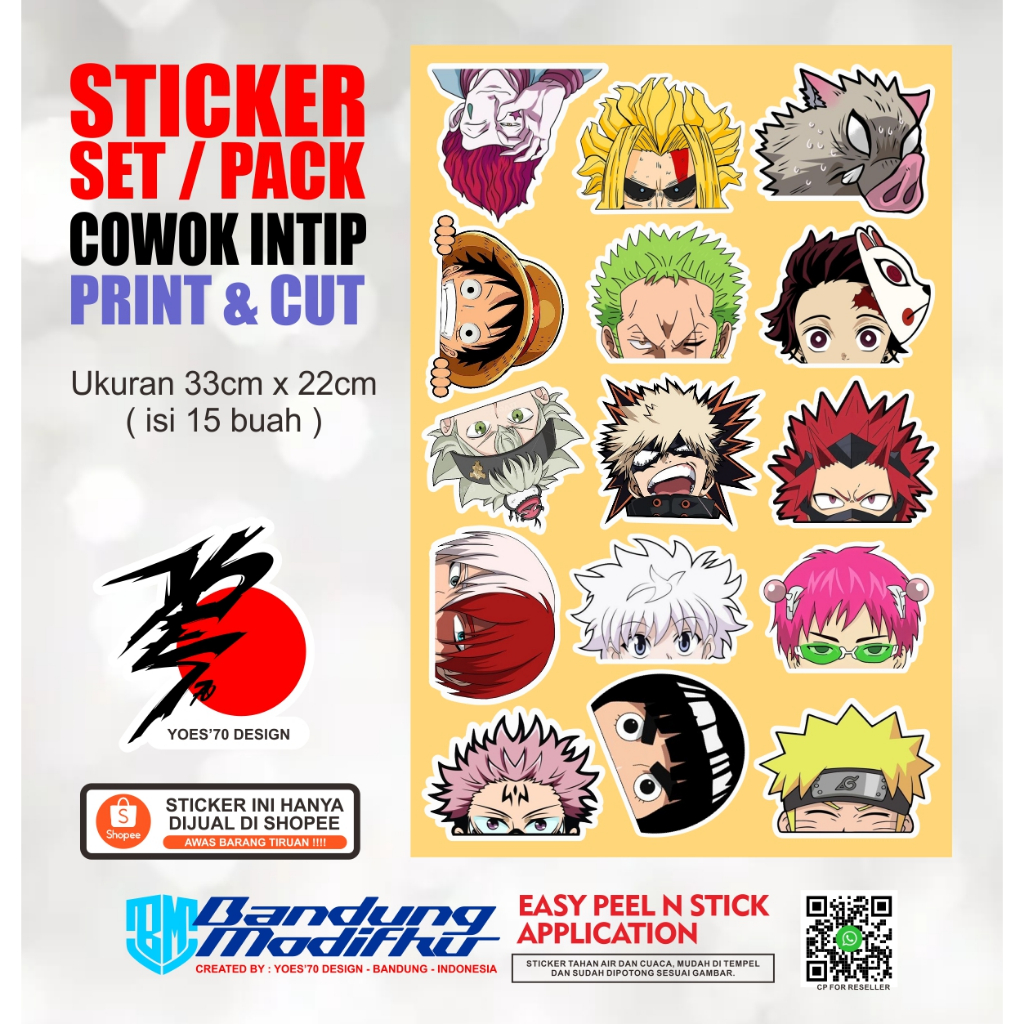 Jual Sticker Set Pack Cowok Ngintip isi 15 Printcut | Shopee Indonesia