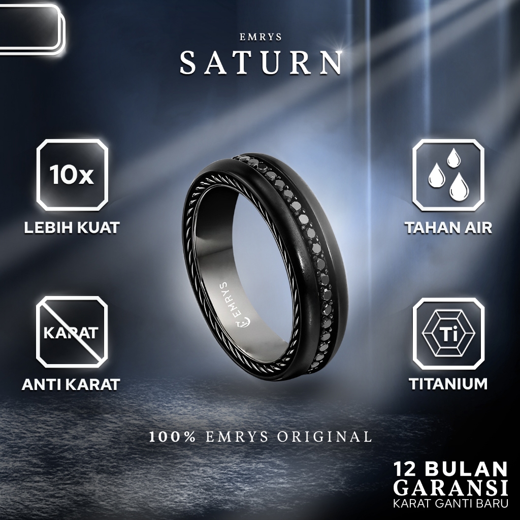 Jual BUY 1 FREE 2 GIFT Emrys Premium Ring SATURN Real Titanium Anti ...