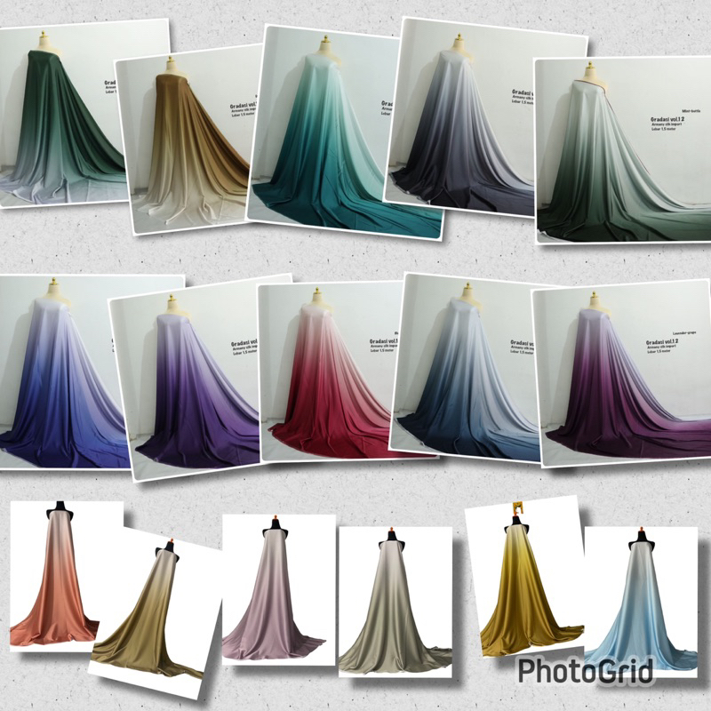 Jual TERBARU |bahan kain armany silk gradasi | kain seragam bridesmaid| kain ombre|kain polos 2 ...