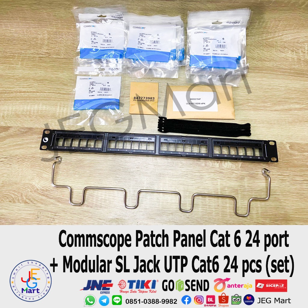 Jual Commscope Patch Panel Cat 6 24 port + Modular SL Cat6 24 pcs ...