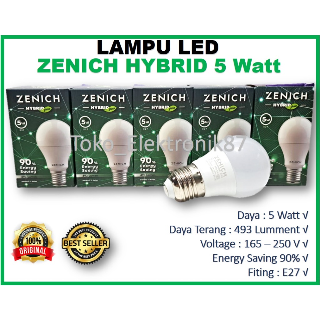Jual Lampu Led Zenich 5W HYBRID Bohlam 5 Watt Bulb Bulat | Shopee Indonesia