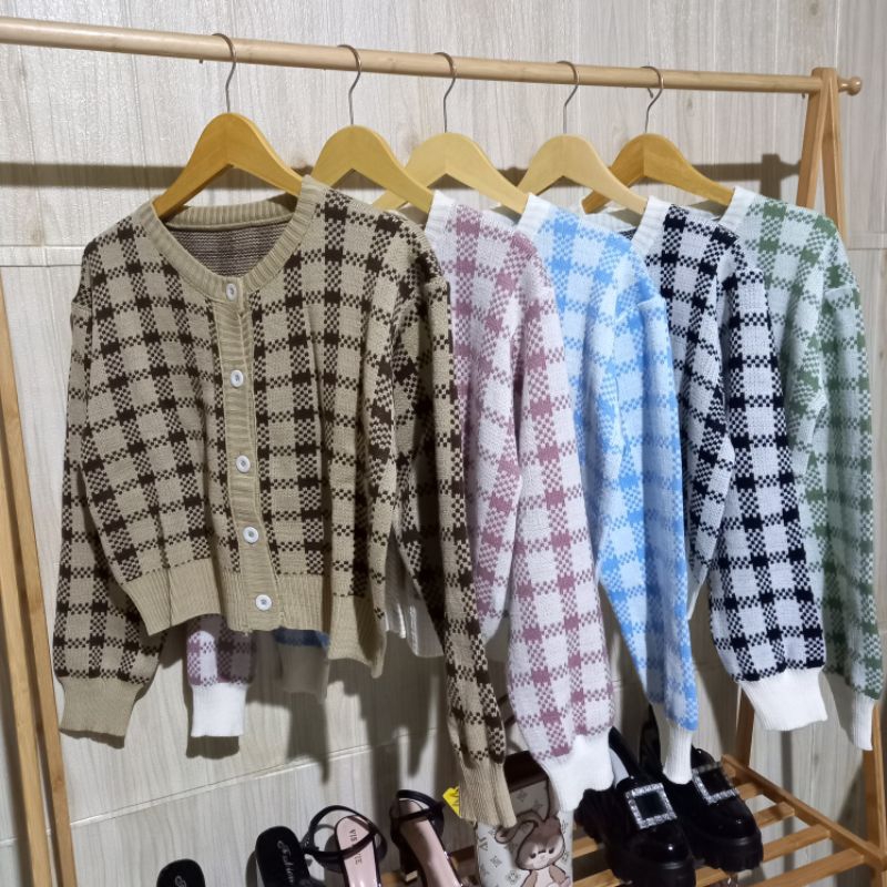 Jual Cardigan Crop Top Knit Korean-Outer Atasan Wanita | Shopee Indonesia