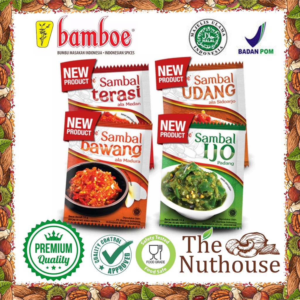 Jual BAMBOE Sambal Khas Nusantara Sachet Ijo Udang Bawang Terasi 15gr ...