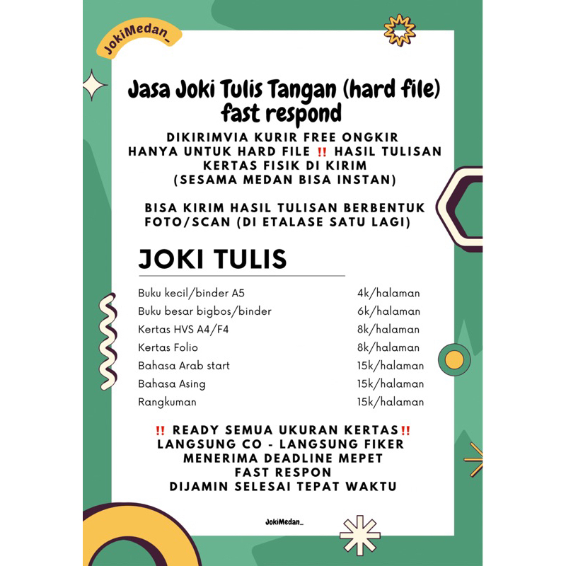 Jual Jasa Joki Tulis tangan rangkuman cepat kirim kertas fisik (hard ...