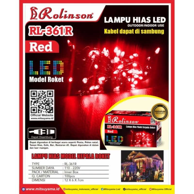 Jual LAMPU HIAS TUMBLER LED KABEL HITAM 9M ASLI ANTI AIR ROLLINSON ...