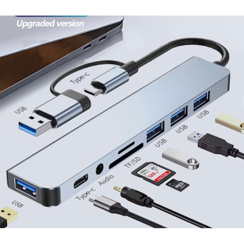 Jual 8 in 1 Adapter Konverter Usb Tipe C Ke Usb HUB 3.0/berkendara ...