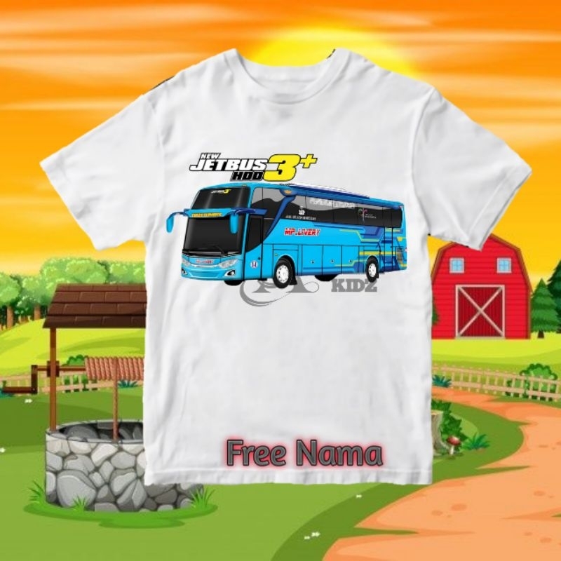 Jual New Jet Bus 3+ Baju Kaos Anak 2-10thn Unisex Free Nama Anak | Shopee Indonesia