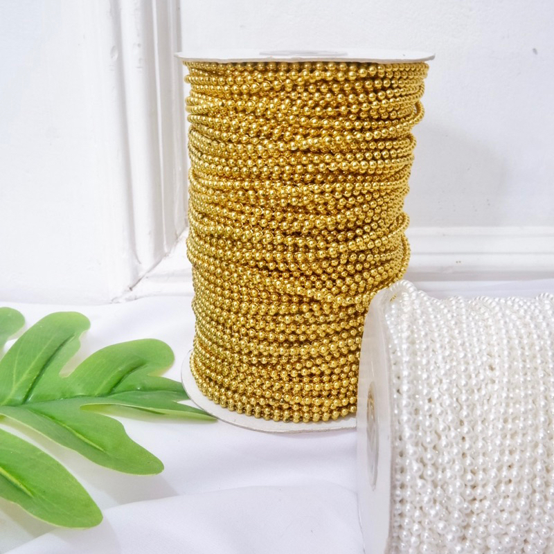 Jual Mote Rantai 1 METER EMAS GOLD Mutiara Hiasan Dekorasi Rustic ...