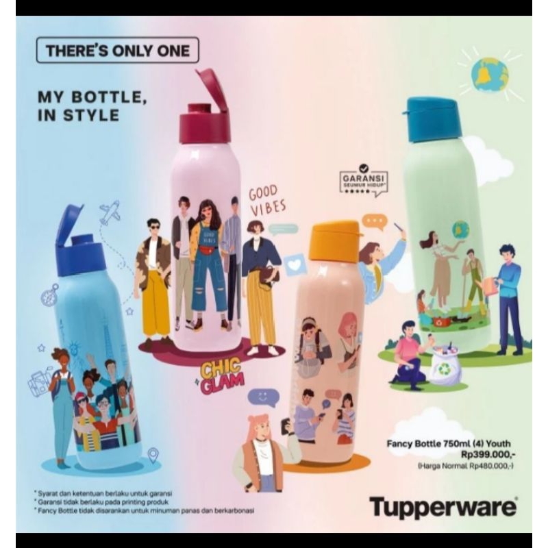 Jual botol minum tupperware 750 ml / fancy bottle 750 ml tupperware ...
