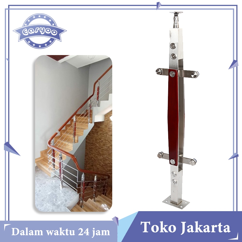 Jual 85cm Tiang Railing Tangga Stainless SUS 201 Kombinasi Kayu ...