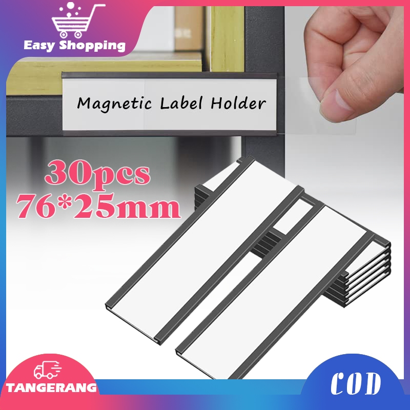 Jual 30pcs Magnetic Label Holder 76x25mm Label Harga Tempel Dirak Name ...