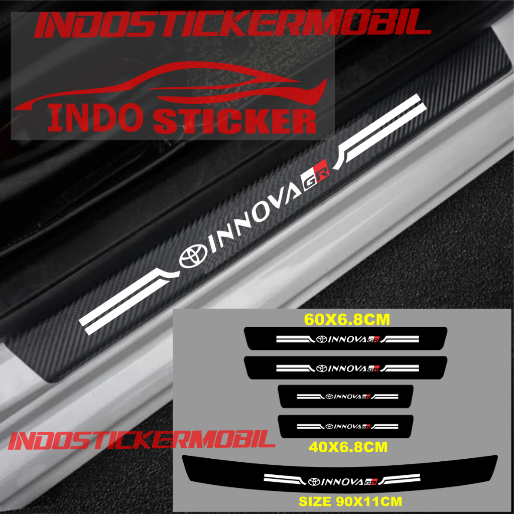 Jual (COD) CARBON 3D MOBIL INNOVA GR STICKER SILL PLATE CARBON 3D ...