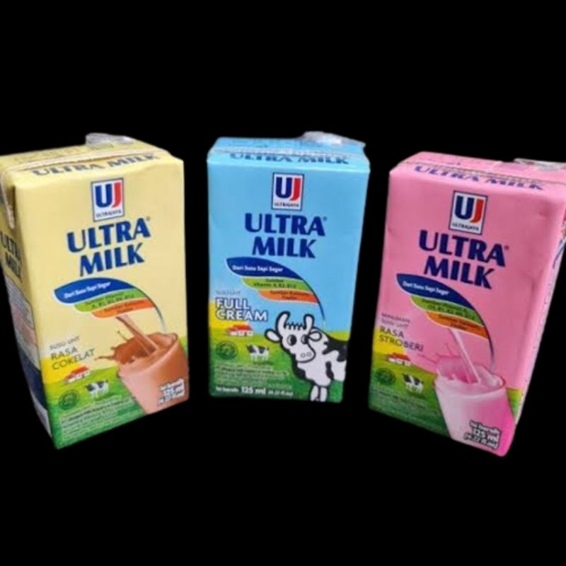 Jual ULTRA MILK UHT 125 ml Susu Mini Coklat Stroberi Full Cream - 1 Dus ...