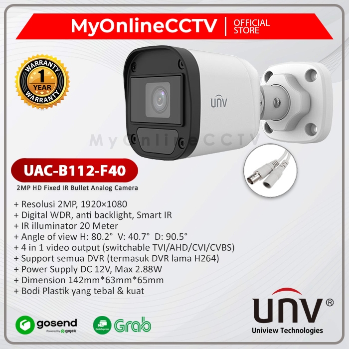 Jual UAC-B112-F40 UNV Uniview 2MP Analog Camera CCTV Outdoor | Shopee Indonesia