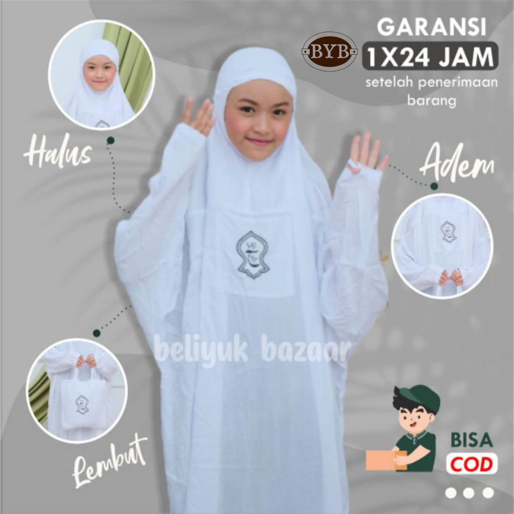 Jual Mukena Anak Remaja Hadramaut Terusan Bali Terompah Polosan Warna ...