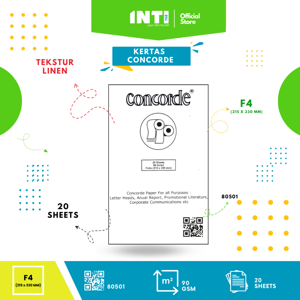 Jual KERTAS CONCORDE 80501 90G F4 ISI 20 | Shopee Indonesia