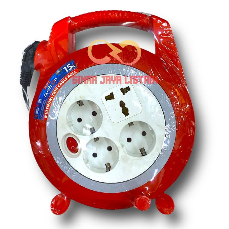 Jual PUSH ON Kabel Roll Listrik Switch Colokan 10 meter dan 15 meter ...