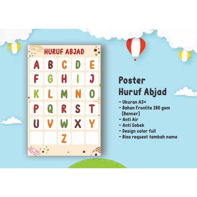 Jual POSTER EDUKASI ANAK / POSTER HURUF ABJAD / POSTER MENGENAL HURUF ...