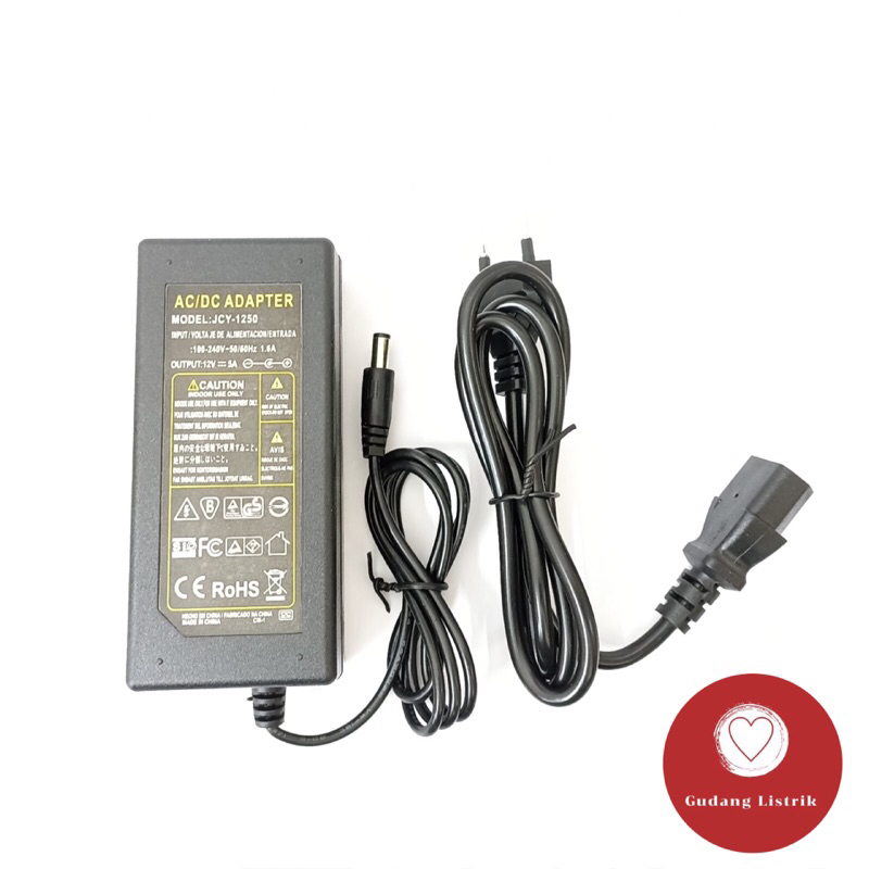Jual Adaptor DC 12V 2A/3A/5A 9A Murni Trafo Power Supply Untuk Lampu ...