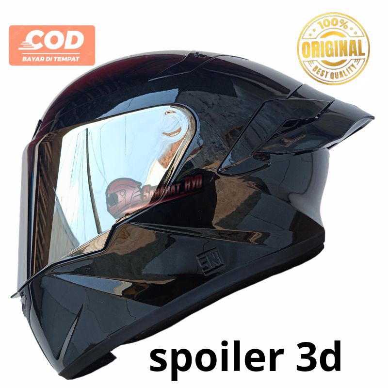 Jual Helm TT COURSE solid black full face paket ganteng spoiler ttc ...