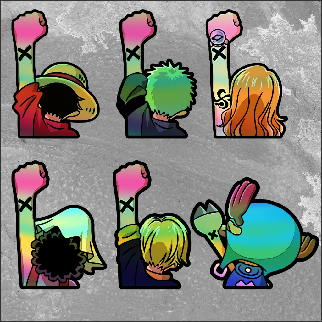 Jual Sticker Anime One Piece Crew SHP Hologram ukuran 7 cm sticker case ...