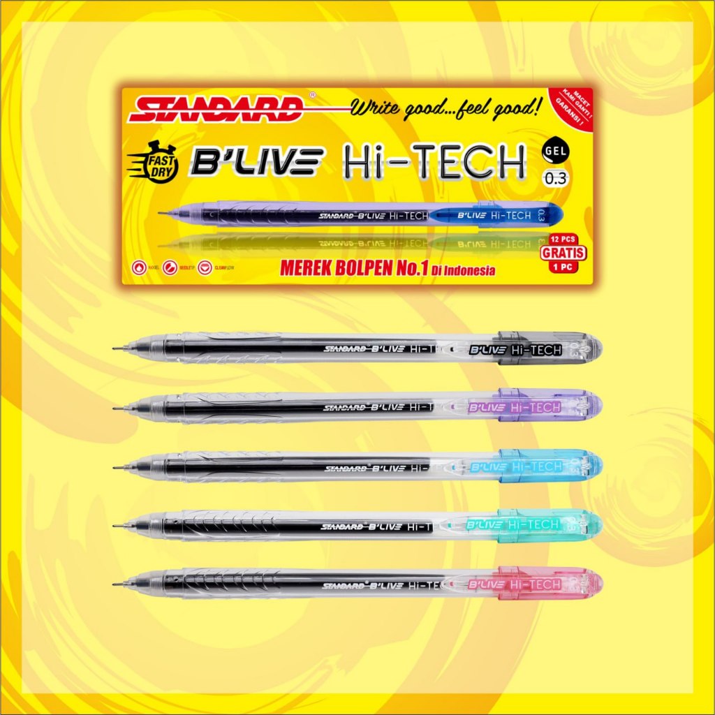 Jual ( 6 pcs )Pulpen Hi-Tech Standard Hitech Blive/B’LIVE HI-TECH 0.3 ...