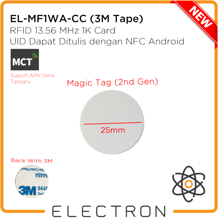Jual EL-MF1WA-CC RFID 13.56 MHz 1K Coin Card Android Rewritable UID NFC Tag | Shopee Indonesia