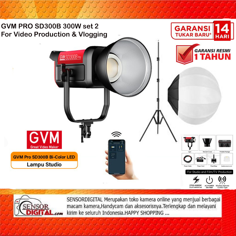 Jual GVM Pro SD300B Bi-Color LED Monolight SD 300B 300W Lampu Studio | Shopee Indonesia