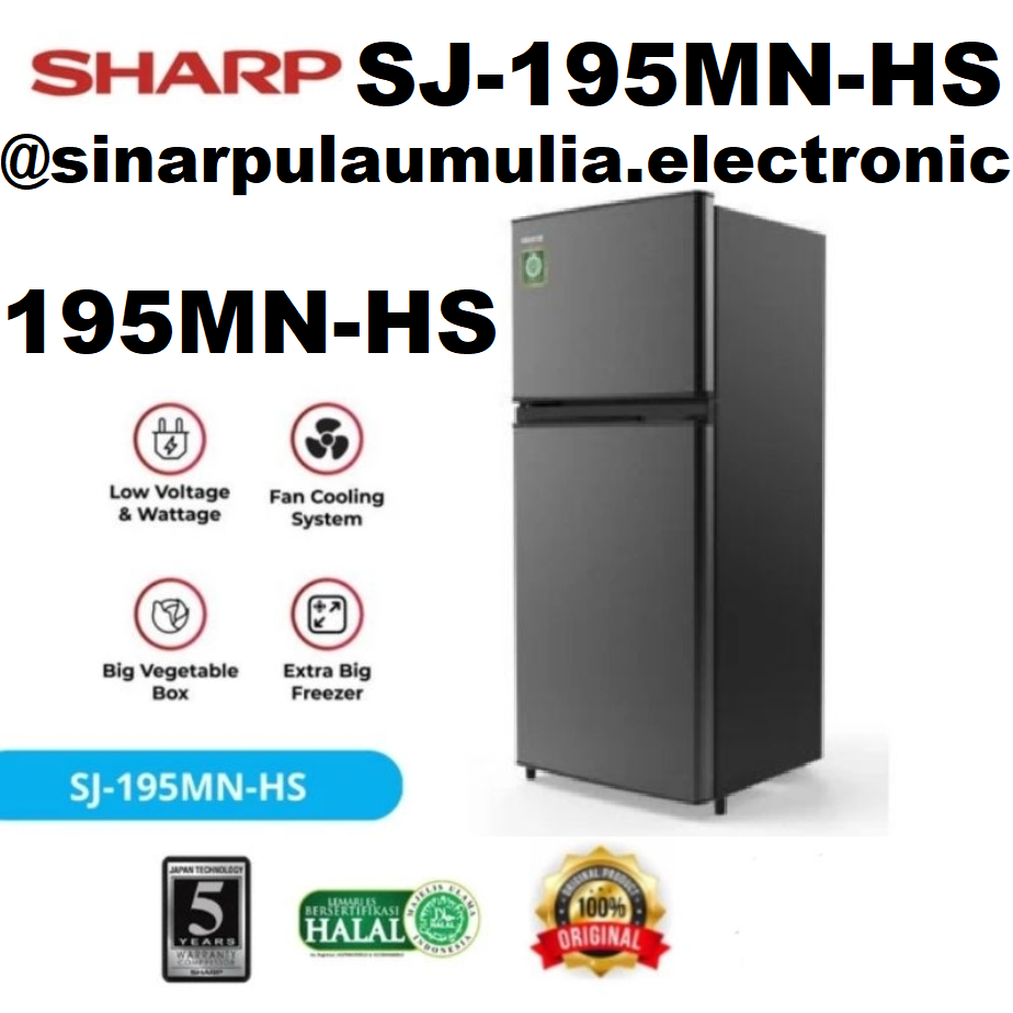 Jual Sharp Kulkas 2 Pintu MEGA Freezer - SJ-195MN / SJ195MN HS / SJ 195 MN HS / 195MN / 195MNHS ...