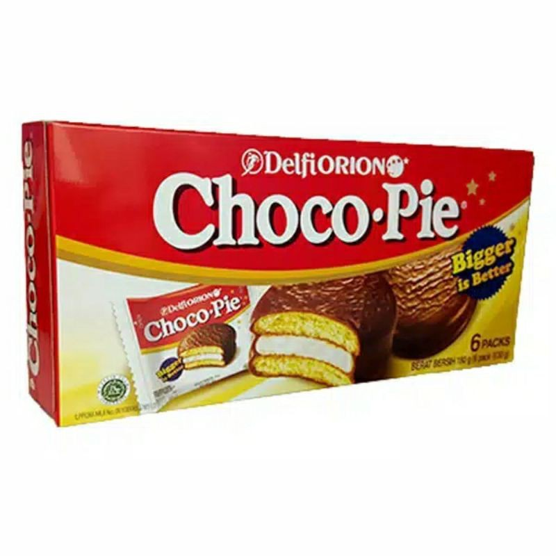 Jual DELFI ORION CHOCO PIE ORIGINAL 6p 180 GRAM 1 BOX ISI 16 / COKLAT ...