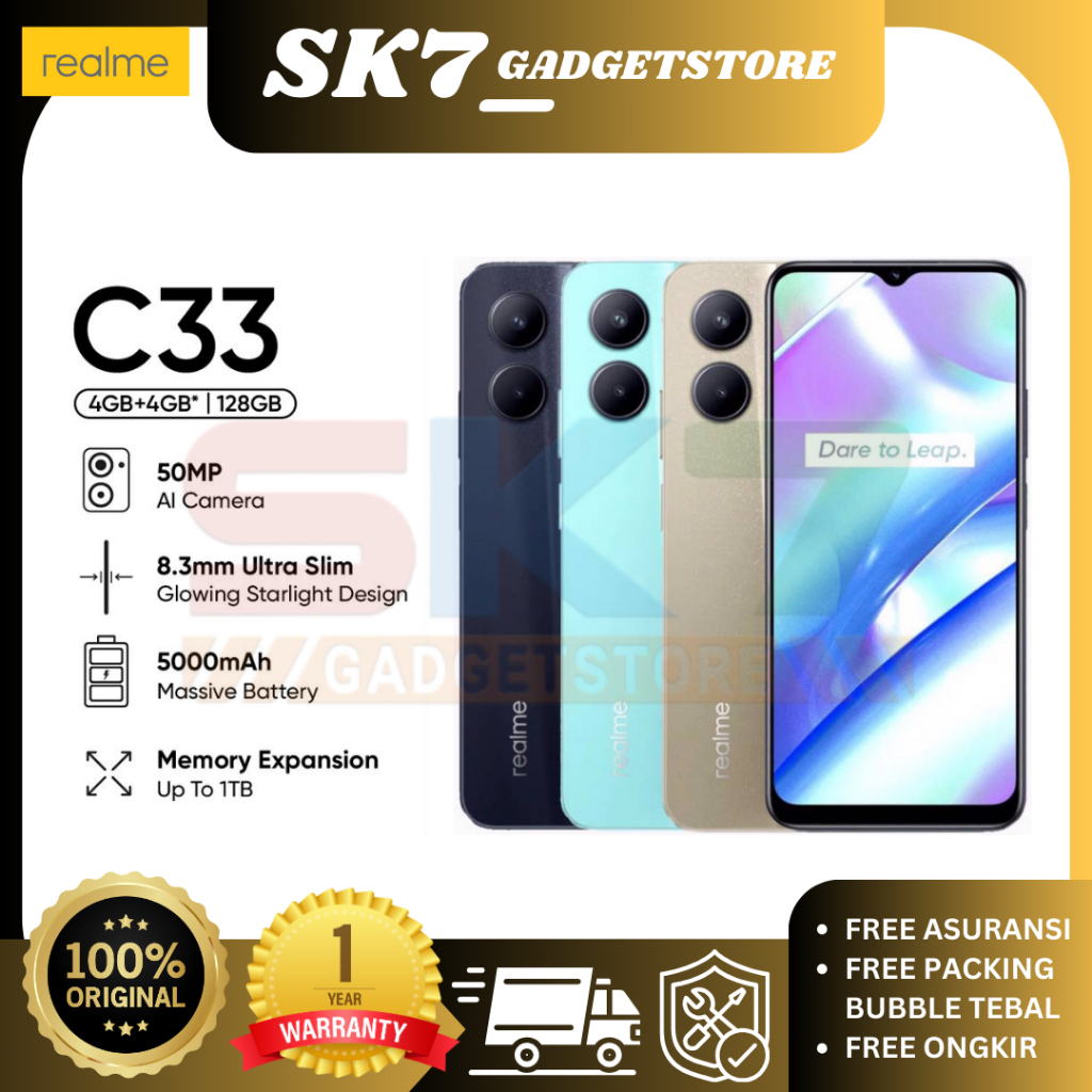 Jual REALME C33 3/32 4/64 & 4/128 RAM 4GB ROM 128GB GARANSI RESMI ...