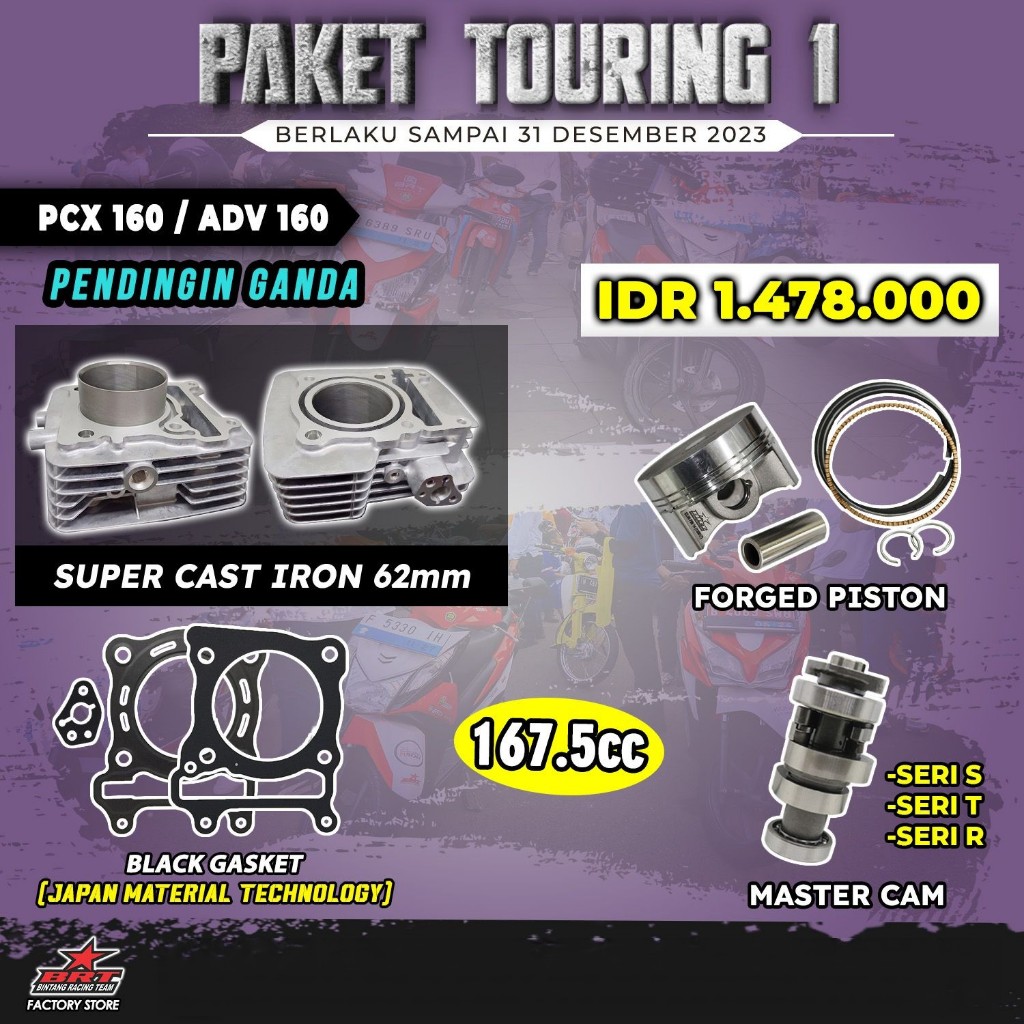 Jual Paket Bore UP Vario 160/PCX 160/ADV 160 Blok Cast Iron - Piston 62 ...