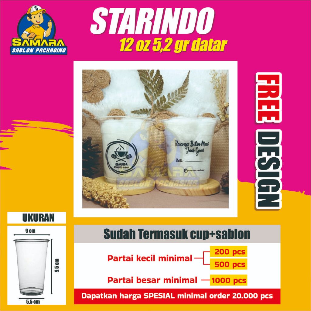 Jual Cup Sablon 12,14 dan 16Oz STARINDO 5gr MINIMAL 200PCS | Shopee ...