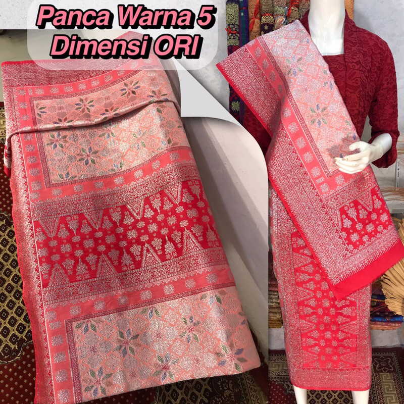 Jual Songket Panca Warna 5 Dimensi ORI Pink Silver-Asli Tenun Tangan ...